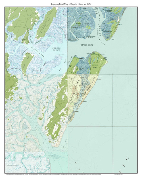 Sapelo Island 1954 - Custom USGS Old Topo Map - Georgia - OLD MAPS