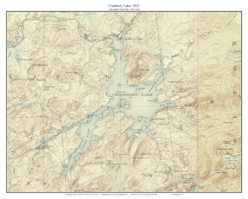 Cranberry Lake 1921 - Custom USGS Old Topo Map - New York - Adirondack ...