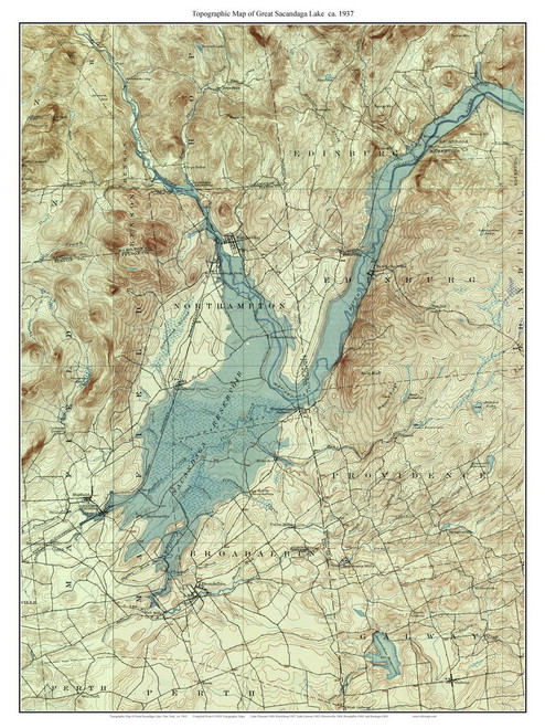 Great Sacandaga Lake 1937 - Custom USGS Old Topo Map - New York ...