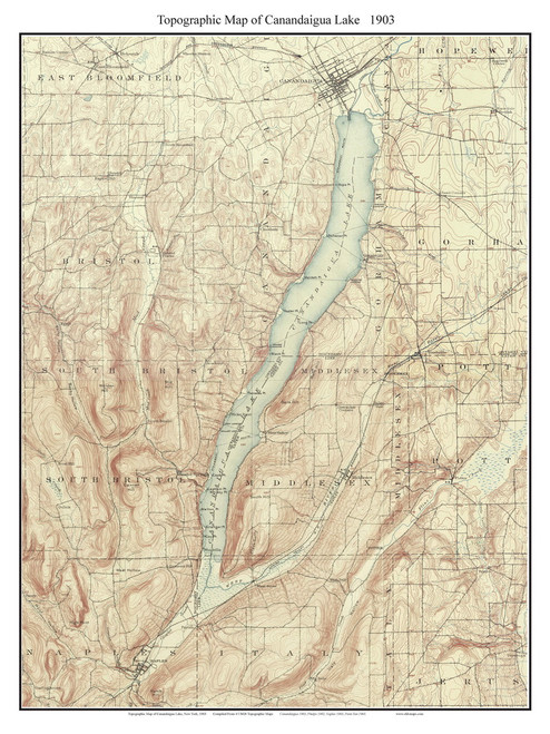 Canandaigua Lake 1903 - Custom USGS Old Topo Map - New York - Finger ...