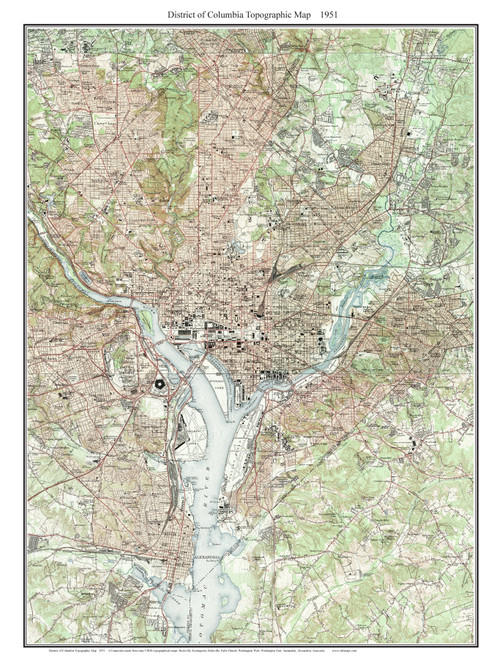 Washington DC Only 1951 - Custom USGS Old Topo Map - District of ...