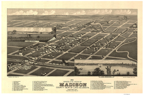 Madison, South Dakota 1883 Bird's Eye View - OLD MAPS