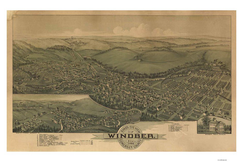 Windber, Pennsylvania 1900 Bird's Eye View - Old Map Reprint - OLD MAPS