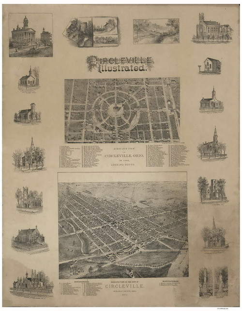 Circleville, Ohio 1878 Bird's Eye View - OLD MAPS