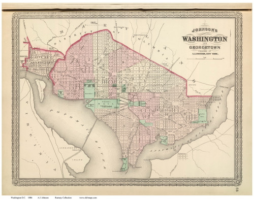 Washington DC 1886 - Johnson - Old Map Reprint - OLD MAPS