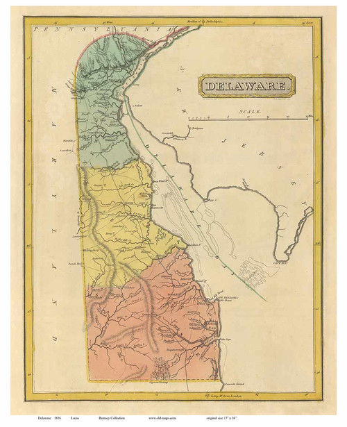 Delaware 1816 Lucas - Old State Map Reprint - OLD MAPS