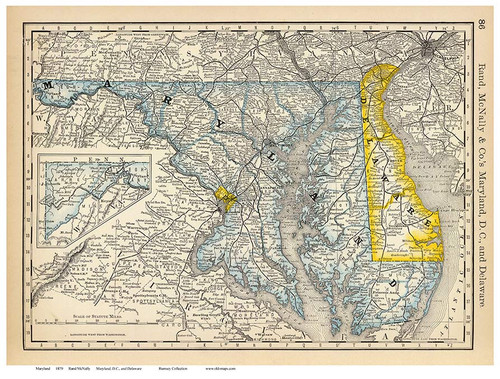 Maryland 1879 Rand McNally - Old State Map Reprint - OLD MAPS