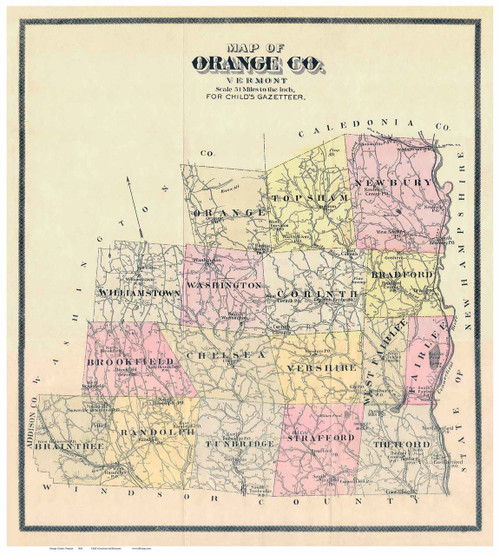 Orange County Vermont 1888 Old Map Reprint - Gazetteers - OLD MAPS