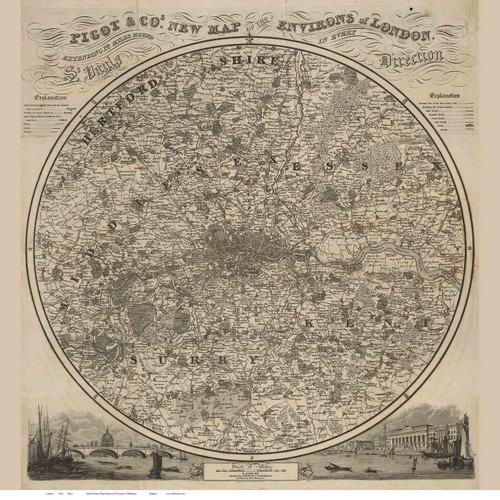 Old Map of London 1832 Pigot - Old Map Reprint - OLD MAPS