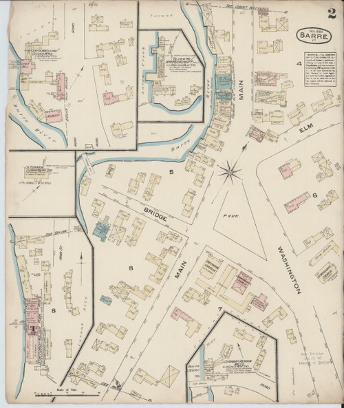 Barre, VT Fire Insurance 1884 Sheet 2 - Old Town Map Reprint - OLD MAPS