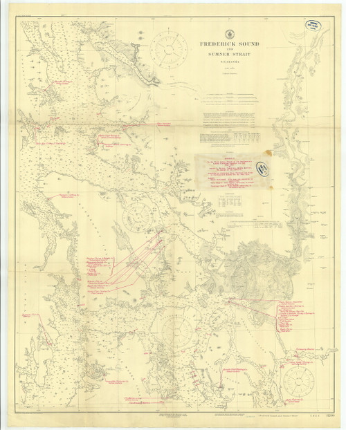 Frederick Sound and Sumner Strait Color 1917 Nautical Chart 200,000 ...