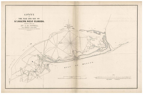 St. Joseph Bay, Florida, 1843 - Old Map Reprint - 1843 USA Regional ...