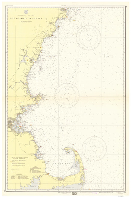 Cape Elizabeth to Cape Cod 1938 Nautical Map 1:210,100 sc Reprint BA 50 ...