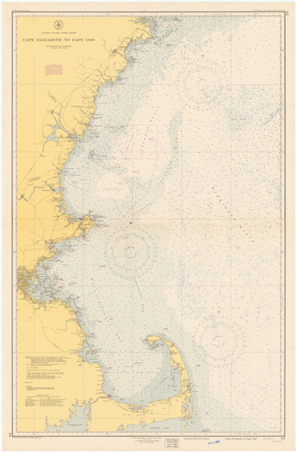 Cape Elizabeth to Cape Cod 1950 Nautical Map 1:210,100 sc Reprint BA 50 ...
