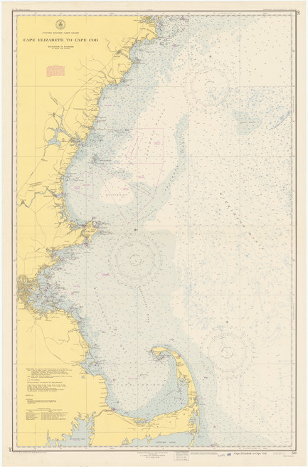 Cape Elizabeth to Cape Cod 1951 Nautical Map 1:210,100 sc Reprint BA 50 ...