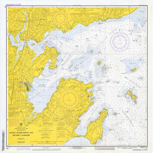 Salem, Marblehead, and Beverly Harbors 1973 - Old Map Nautical Chart AC ...