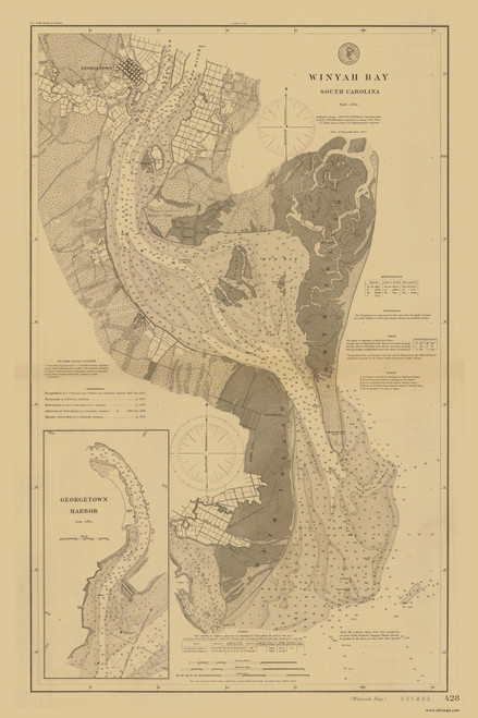 Winyah Bay 1895 - Old Map Nautical Chart AC Harbors 428 - South ...