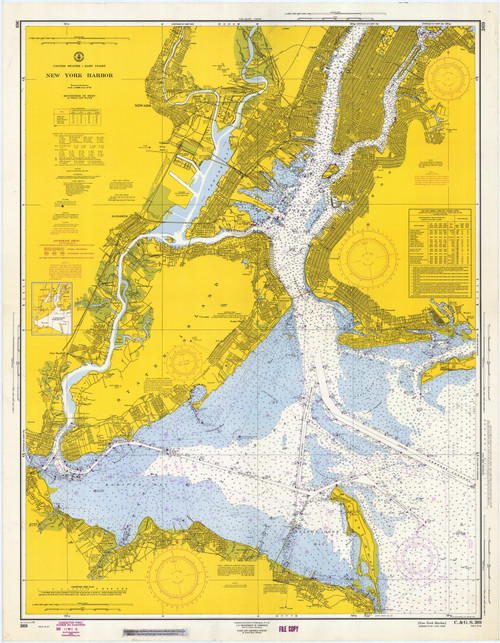 New York Harbor 1965 - Old Map Nautical Chart AC Harbors 369 - New York ...