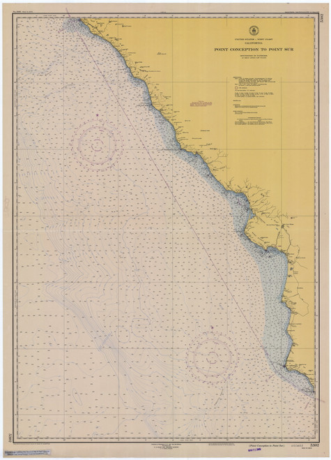 Point Conception to Point Sur 1948 Nautical Map Reprint 5302 California ...