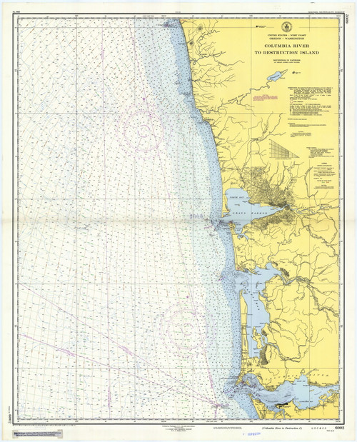 Columbia River to Destruction Island 1953 Nautical Map Reprint 6002 ...