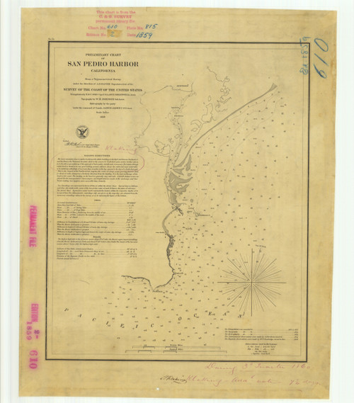 San Pedro Harbor 1859 - Old Map Nautical Chart PC Harbors 610 ...