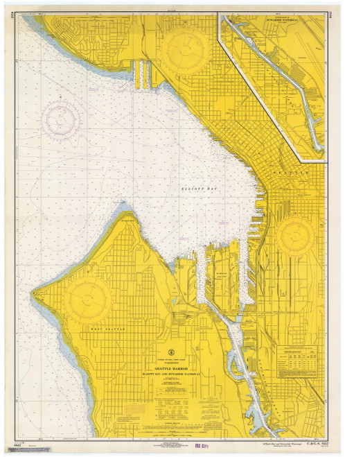 Seattle Harbor 1966 - Old Map Nautical Chart PC Harbors 6442 ...