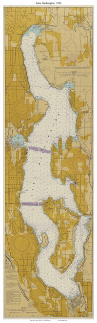 Lake Washington 1980 - Old Map Nautical Chart PC Harbors 18447 ...