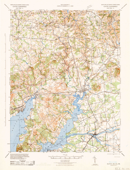 Elkton, Maryland 1942 (1942d) USGS Old Topo Map 15x15 Quad - OLD MAPS