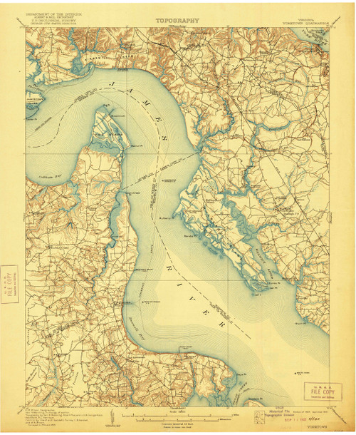 Yorktown, Virginia 1907 (1921) USGS Old Topo Map 15x15 Quad - OLD MAPS