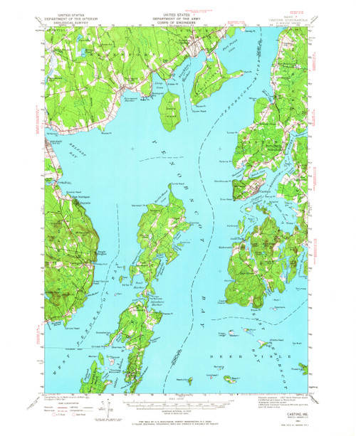 Castine, Maine 1941 (1967) USGS Old Topo Map 15x15 Quad - OLD MAPS