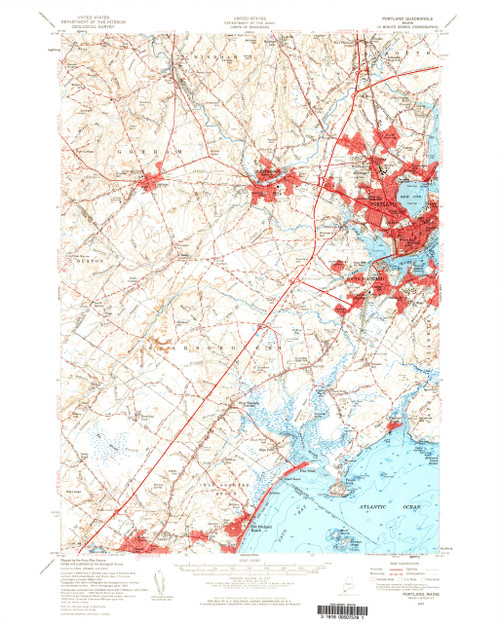 Portland, Maine 1957 (1960 a) USGS Old Topo Map 15x15 Quad - OLD MAPS