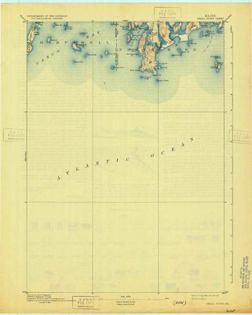 Small Point, Maine 1893 (1931) USGS Old Topo Map 15x15 Quad - OLD MAPS