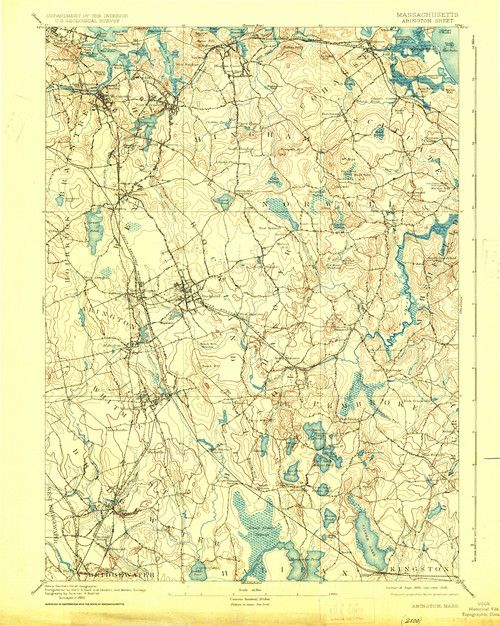 Abington, Massachusetts 1893 (1926) USGS Old Topo Map 15x15 Quad - OLD MAPS