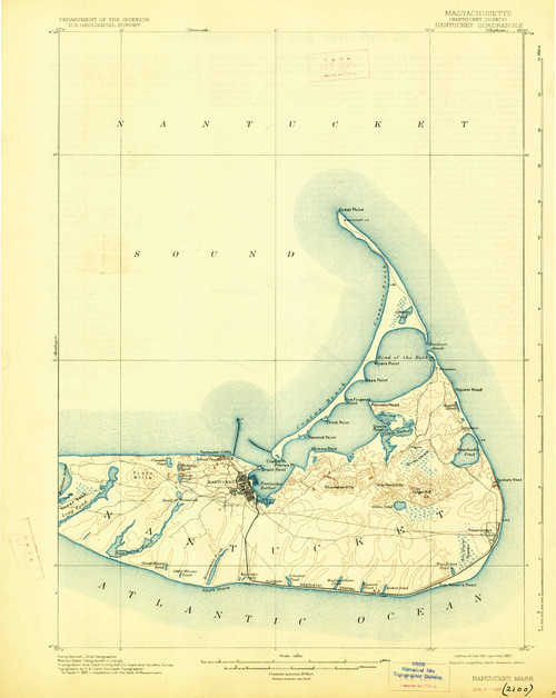 Nantucket, Massachusetts 1901 (1927) USGS Old Topo Map 15x15 Quad - OLD ...