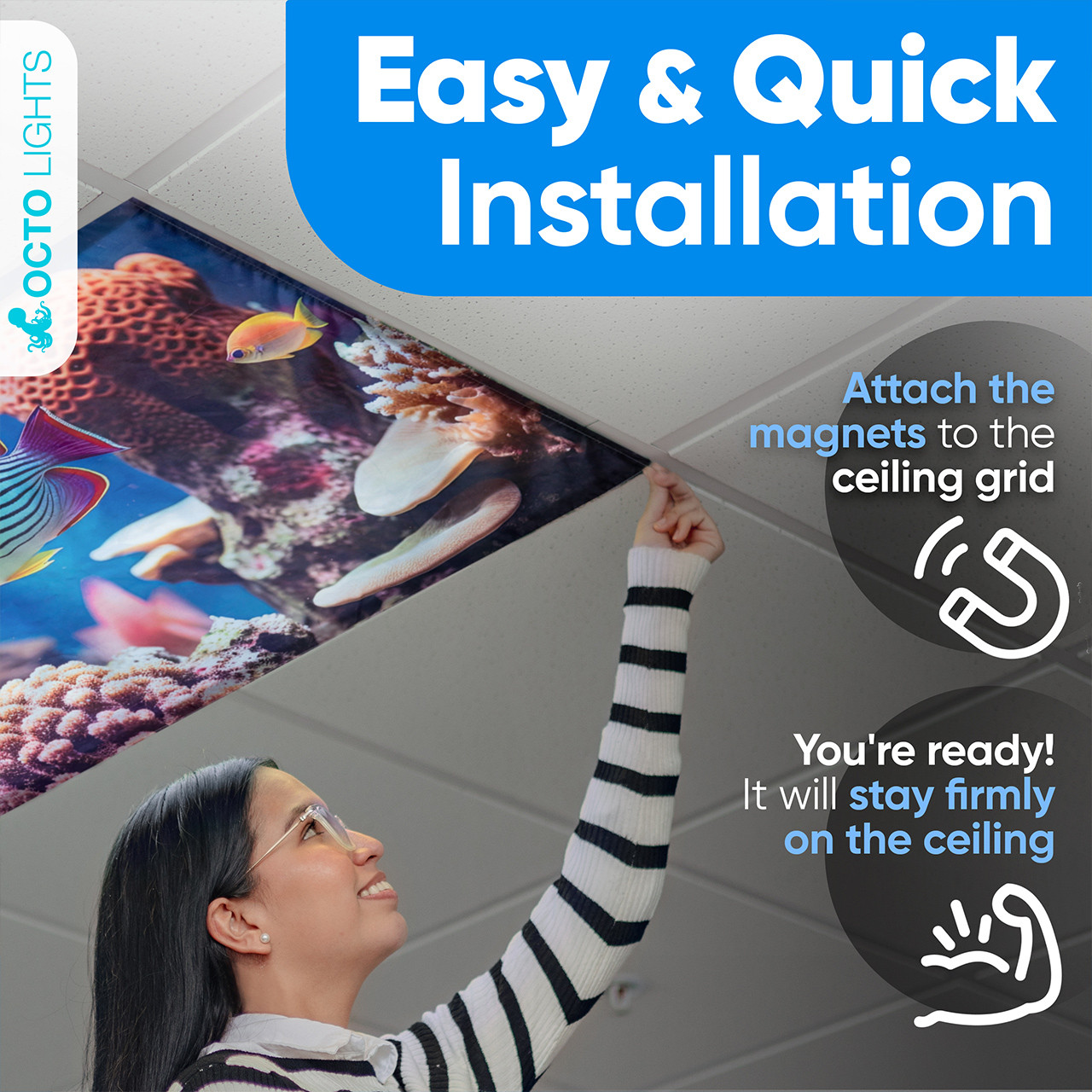 Ocean-Themed Fabric Magnetic Fluorescent Light Covers | Calming ...
