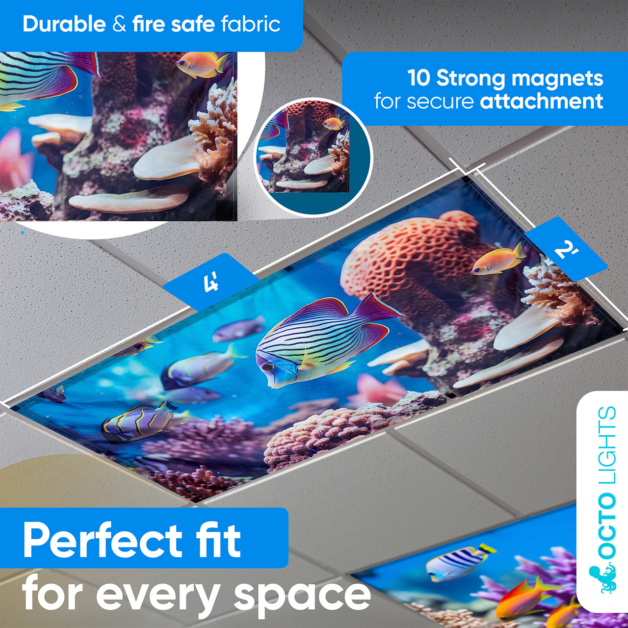 Ocean-Themed Fabric Magnetic Fluorescent Light Covers | Calming ...