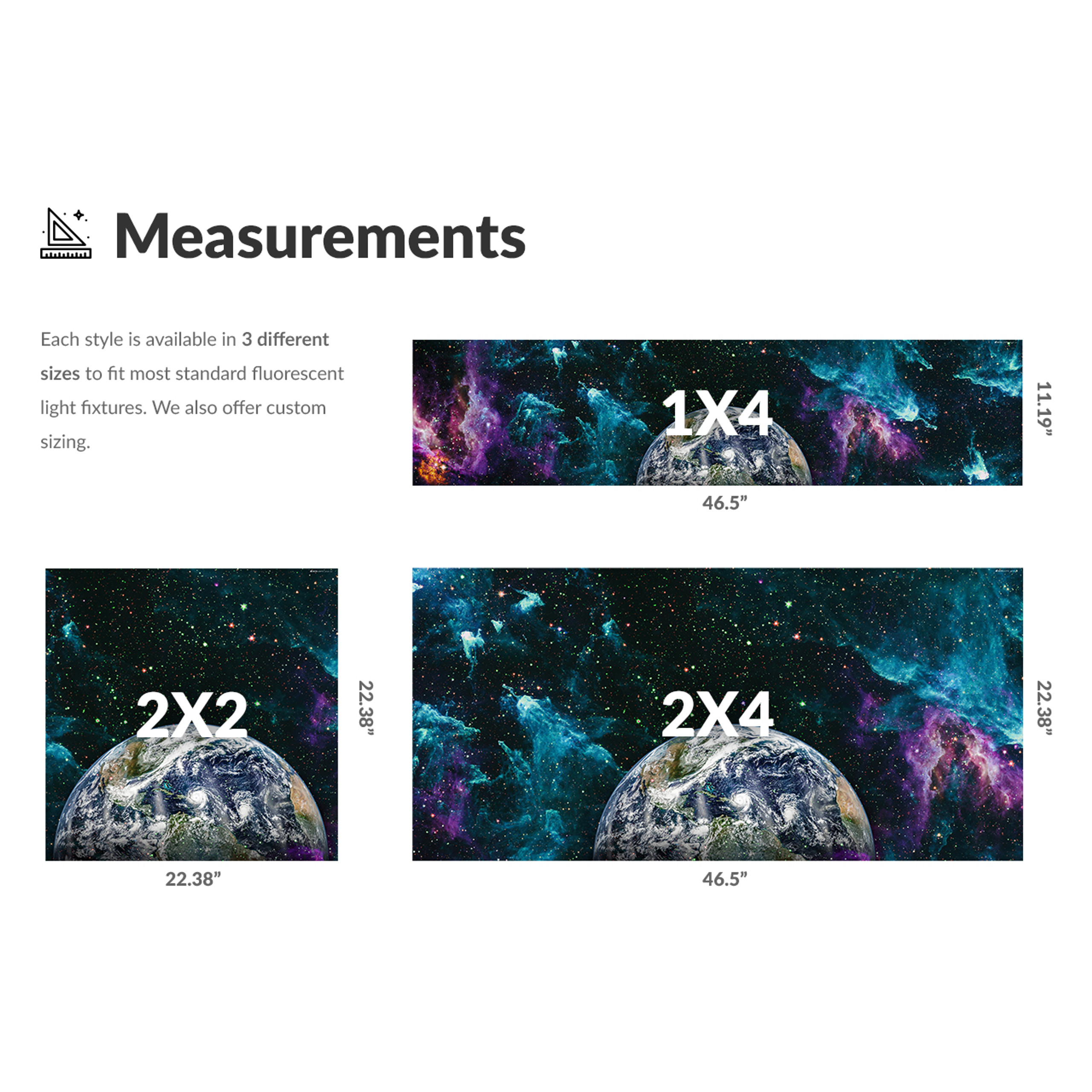 Astronomy Fluorescent Light Covers Space Decorative Ceiling Panel For