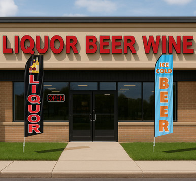 Wine, Beer, and Liquor Feather Flags for Bars and Stores