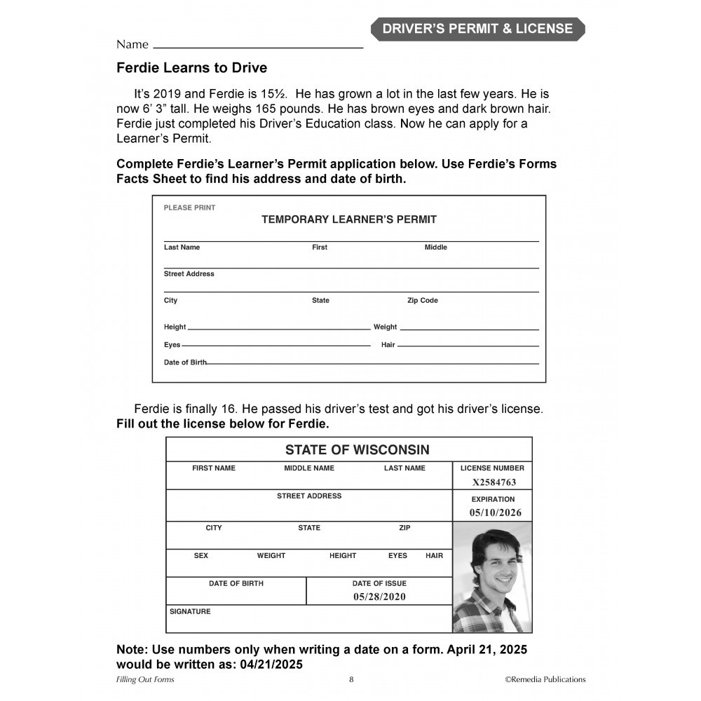 Filling Out Forms Workbook: Autism Daily Living Skills Curriculum