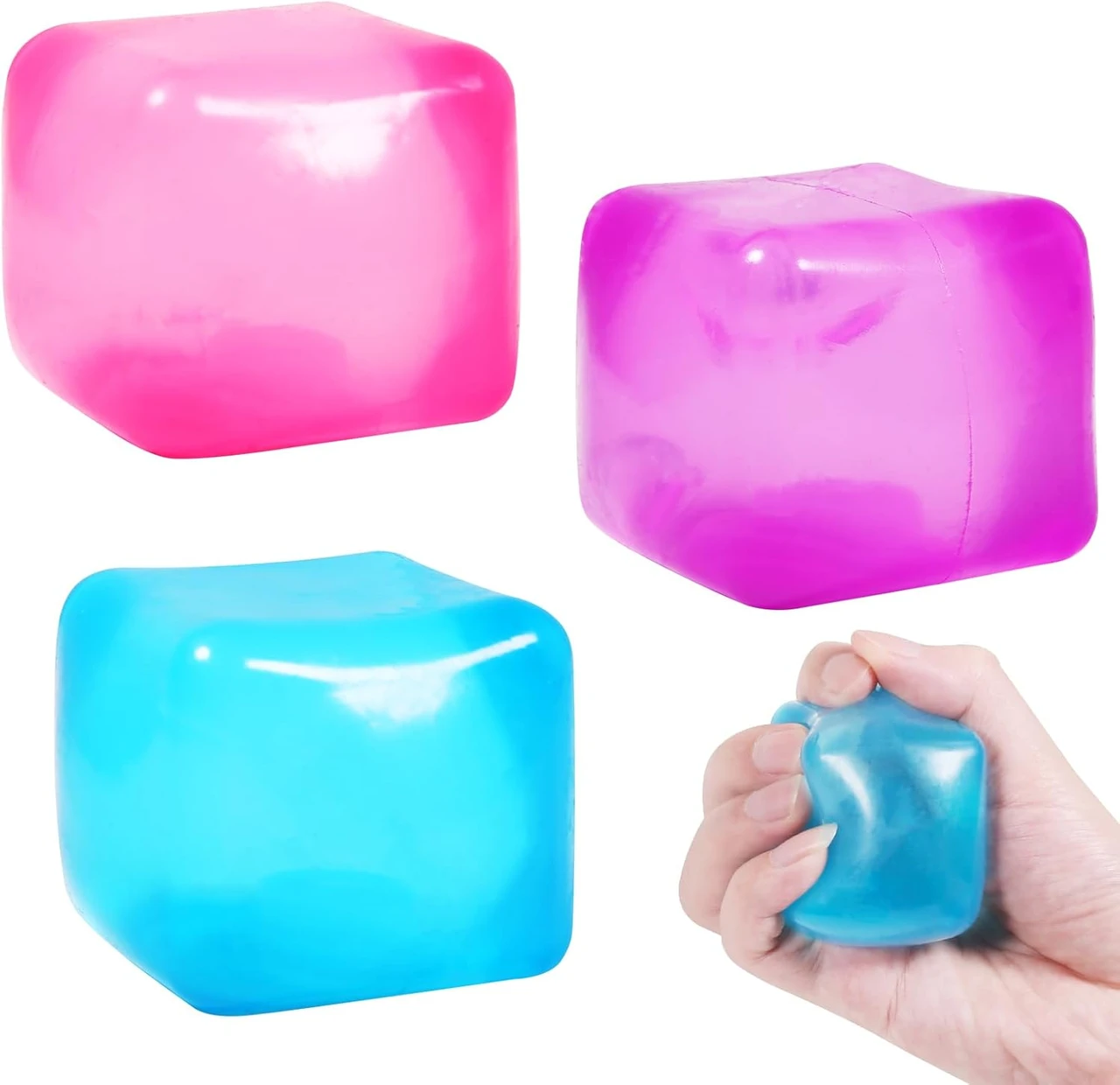 Squish Cube Sensory Fidget Toy | ASTM-Tested Glitter Gel Silicone | Non ...