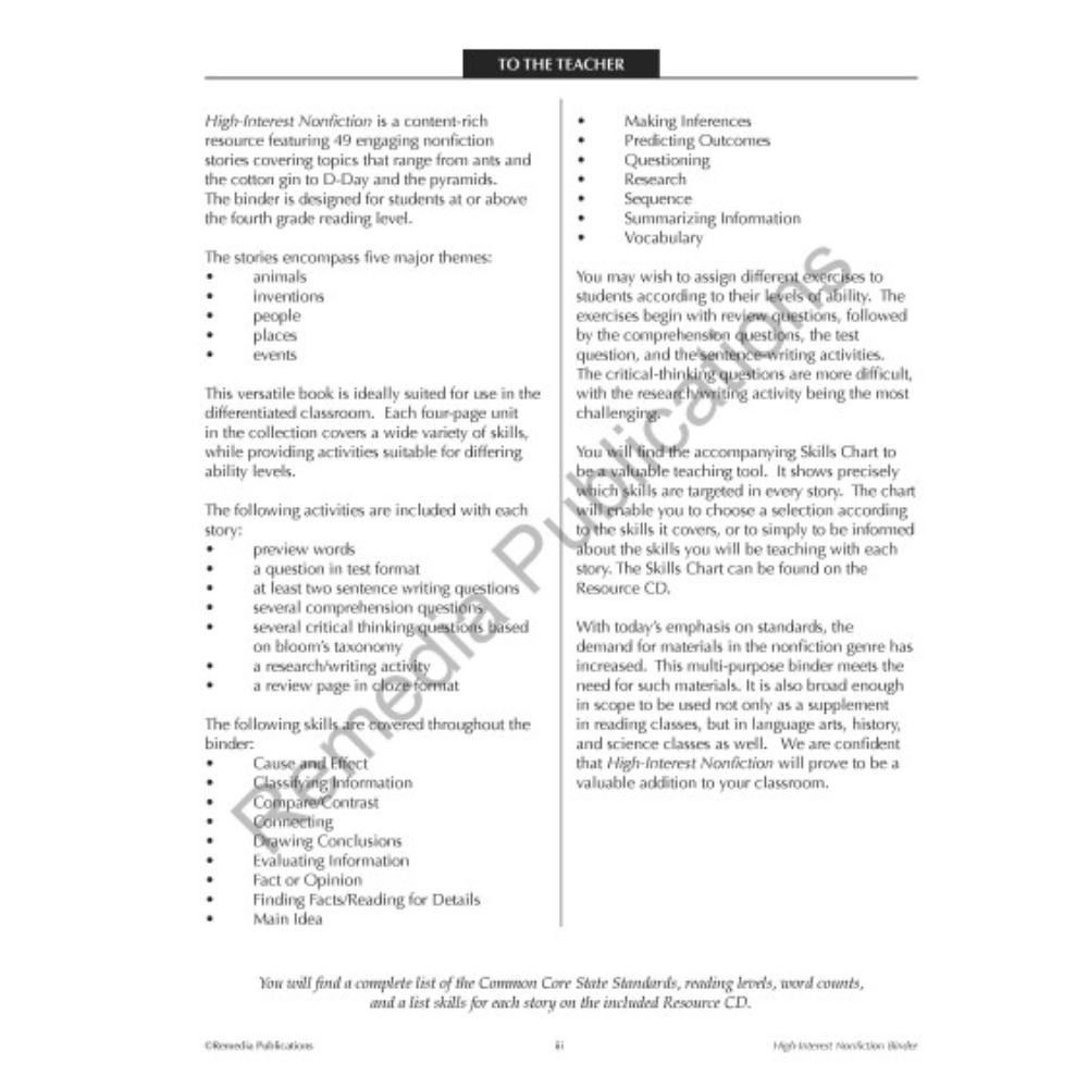 High-Interest Nonfiction Reading Binder - National Autism Resources