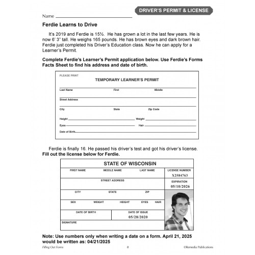 Filling Out Forms Workbook: Autism Daily Living Skills Curriculum