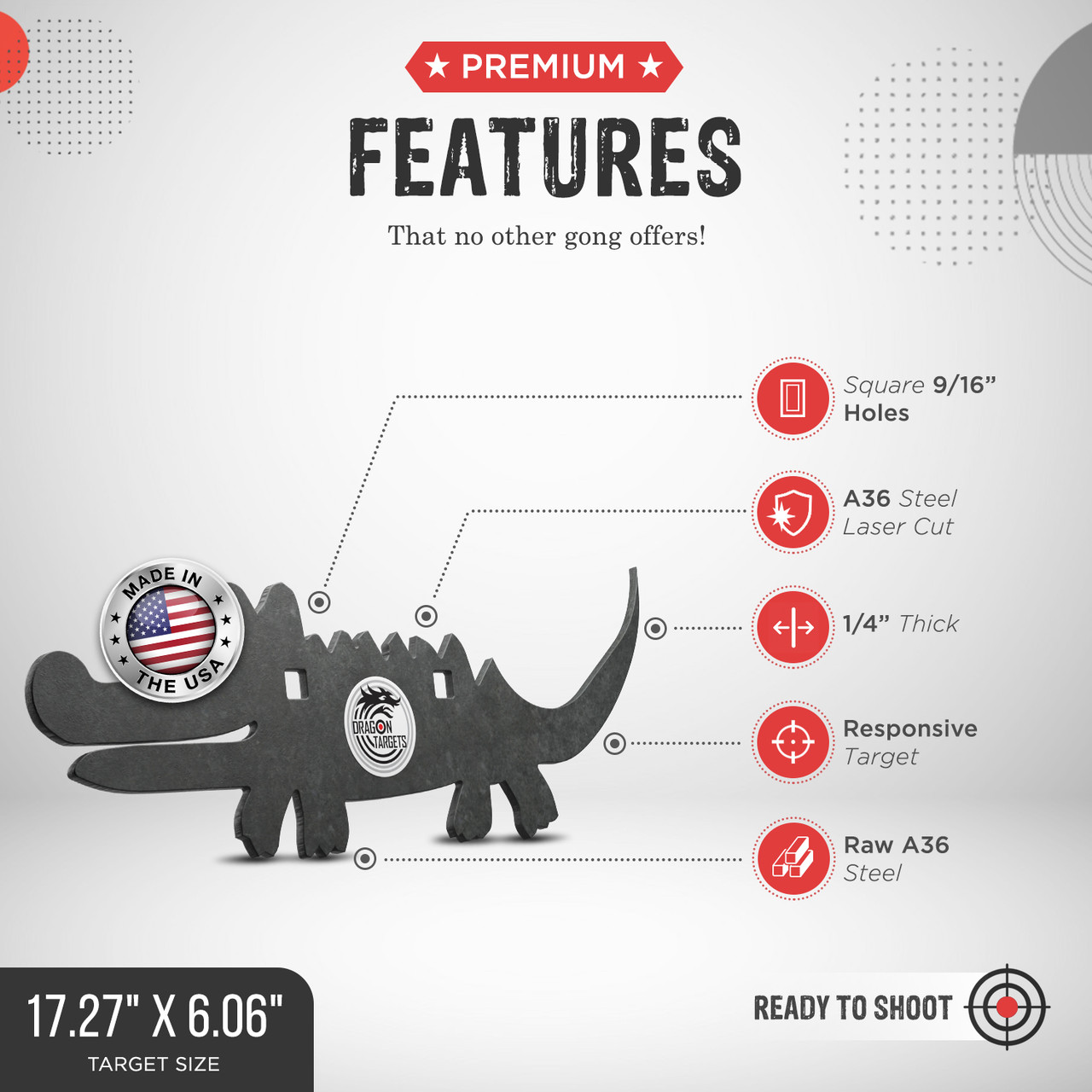 Dragon Targets Alligator 1/4" A36 Steel Rimfire Shooting Target ...