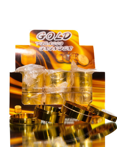 Large Gold Grinders 12 PK - Smoking Accessories - Prism Wholesale
