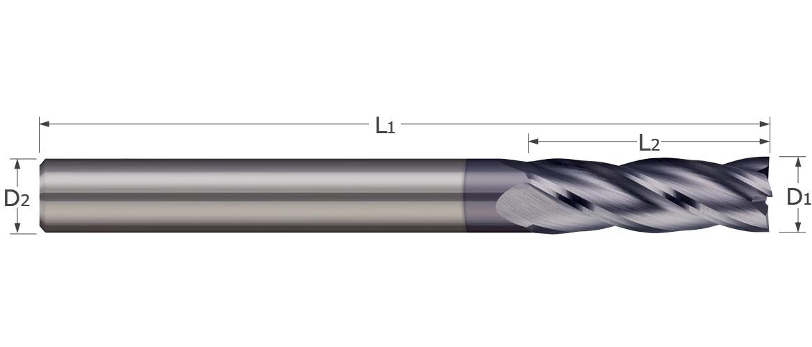 MICRO 100 AEMM-080-3X Square End Mill, 8 mm Dia Cutter, 22 mm Length of ...