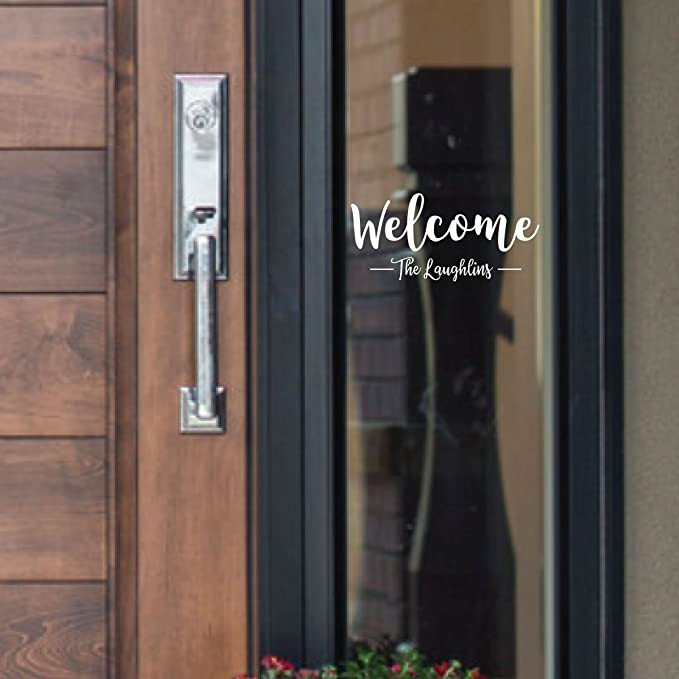 Welcome Personalized Family Name Door Sign Vinyl Art Decal | Custom ...