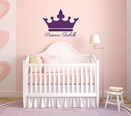 Personalized Name Princess Crown Home Decor Wall Decal | Custom Vinyl Decor