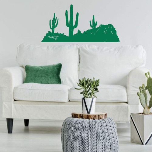 Desert Wall Decal | Cactus and Rocks Vinyl Silhouettes