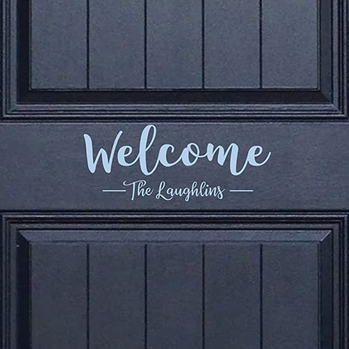 Welcome Personalized Family Name Door Sign Vinyl Art Decal | Custom ...