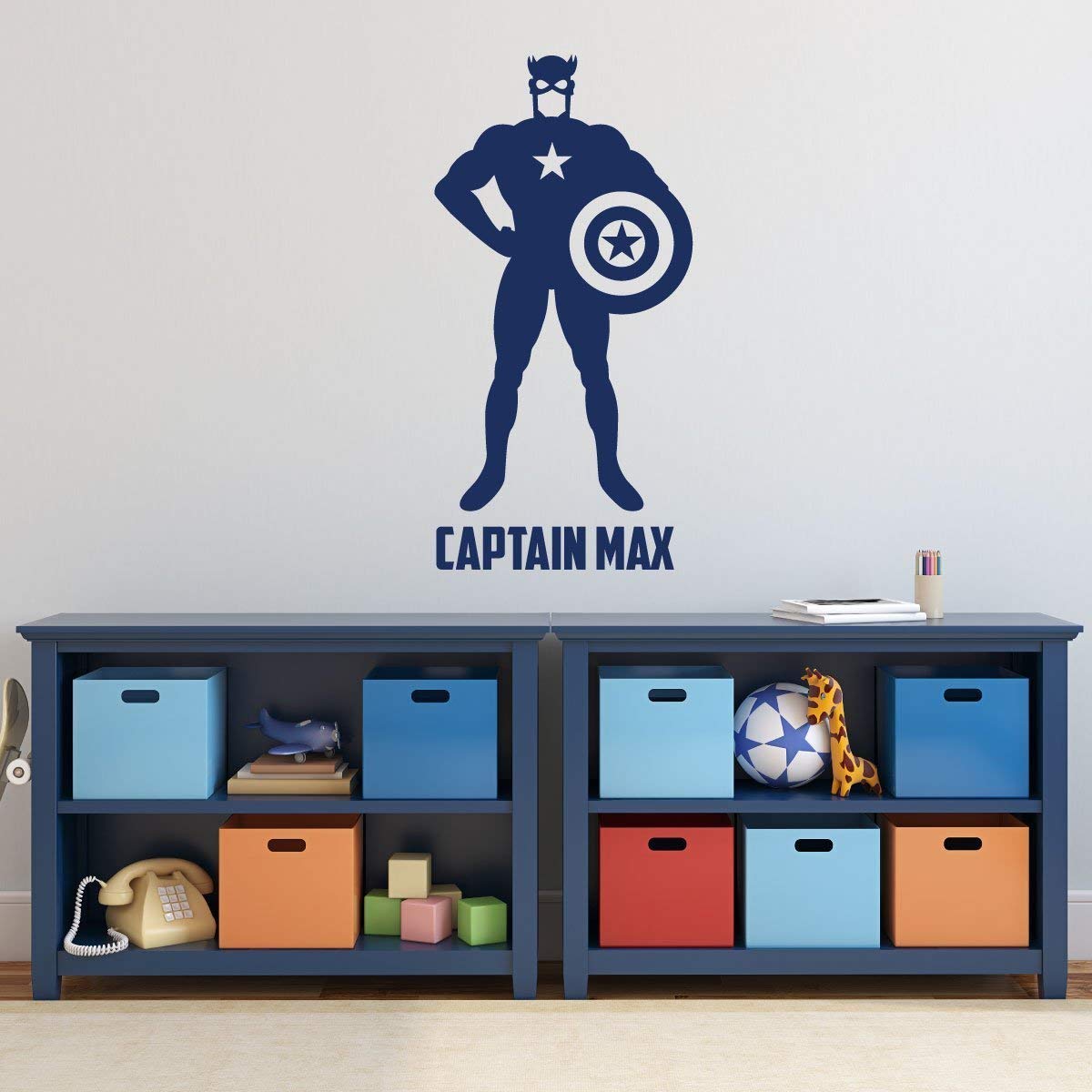 Captain America Vinyl Wall Decal with Custom Name